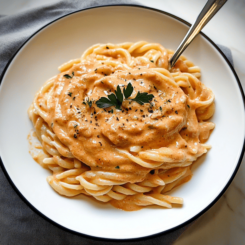 Ajvar-Käse-Sahne-Sauce mit Nudeln